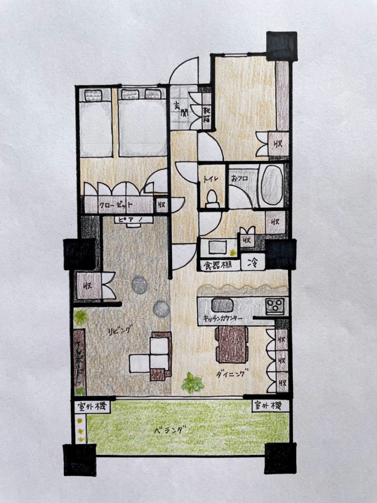 3LDK70平米マンション3人家族の間取図・家具配置 | 整理収納アドバイザーななこのブログ